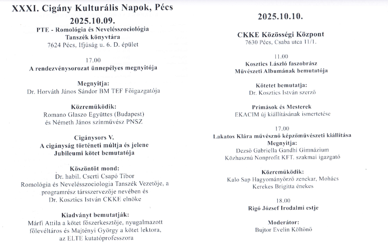 A XXXI. Cigány kulturális napok megnyitója és könyvbemutató